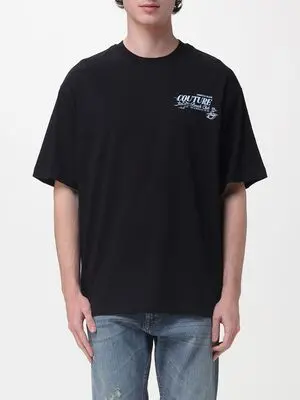 Versace Oversized Cotton T-shirt With Logo - Black