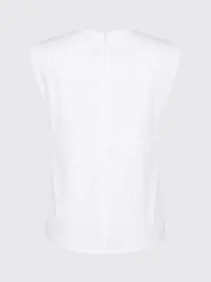 Liviana Conti Sleeveless Crew-neck Cotton Top With Tie Detail - White