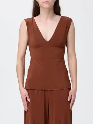 Max Mara Oblare V-neck Sleeveless Top In Stretch Viscose - Brown