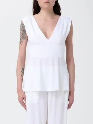 Max Mara Oblare V-neck Sleeveless Top In Stretch Viscose - White