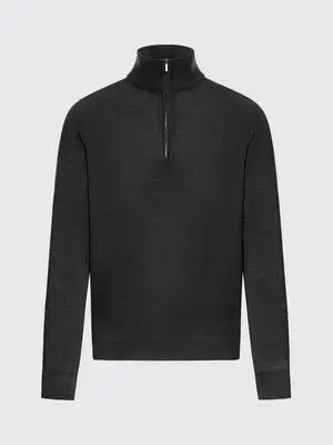 ZANONE Slim Fit Wool Mock Neck Quarter Zip Sweater - Black