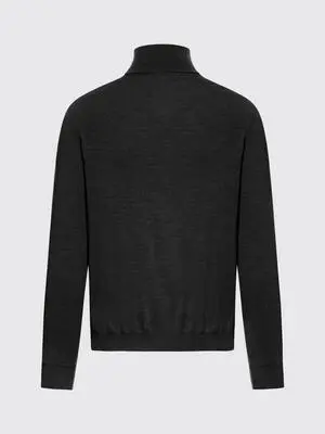 ZANONE Slim Fit Wool Mock Neck Quarter Zip Sweater - Black