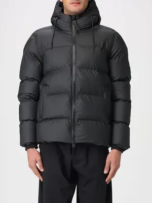 Rains Quilted Zip Up Jacket With Hood - Black