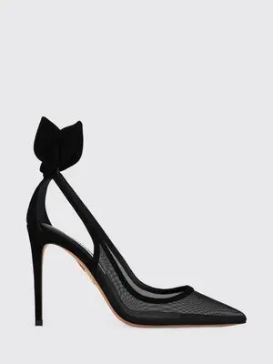 AQUAZZURA Bow Tie Mesh Nylon Pumps With High Heel And Knot Detail - Black