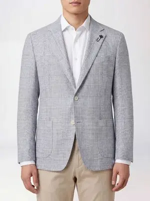 LARDINI Single-breasted Wool Silk And Linen Blazer - Blue