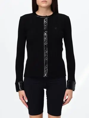 COURREGES Slim Fit Ribbed Jersey Crewneck Cardigan