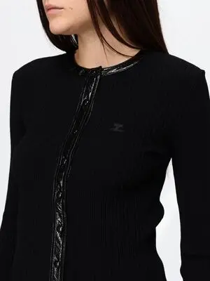 COURREGES Slim Fit Ribbed Jersey Crewneck Cardigan