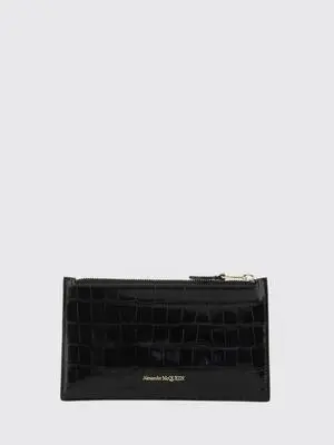 Alexander McQueen Skull Crocodile Print Leather Card Holder