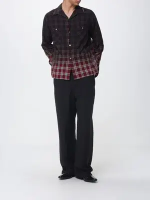 MAISON MARGIELA Check Pattern Viscose Long-sleeved Cuban Collar Shirt