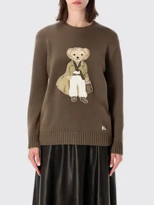 Ralph Lauren Contrast Teddy Bear Print Cashmere Crewneck Sweater - Brown