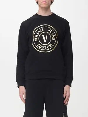 Versace Cotton Crewneck Sweatshirt With Logo - Black