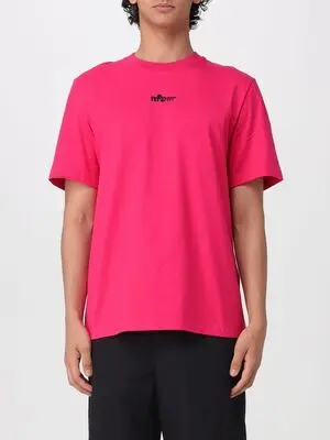 MSGM Crew-neck Cotton T-shirt With Embroidered Logo On The Chest - Pink