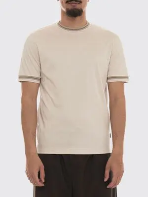 BOSS Slim Fit Cotton Crew-neck T-shirt With Contrast Trims - White