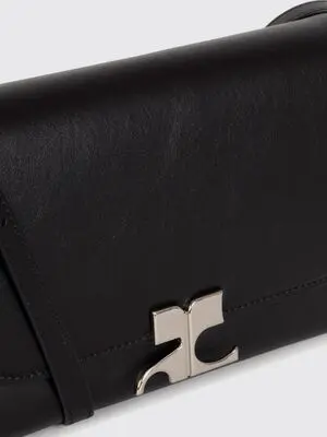 COURREGES Icotype Leather Shoulder Bag With Contrasting Metal Logo