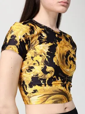 Versace Baroque Print Polyester T-shirts - Black