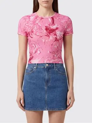 Versace Baroque Print Polyester T-shirts - Pink