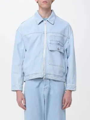 Maison Kitsuné Bleached Denim Shirt Jacket With Zip Closure - Indigo