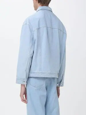 Maison Kitsuné Bleached Denim Shirt Jacket With Zip Closure