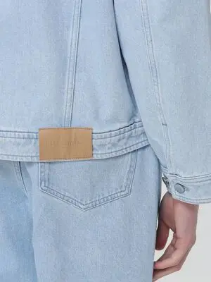 Maison Kitsuné Bleached Denim Shirt Jacket With Zip Closure