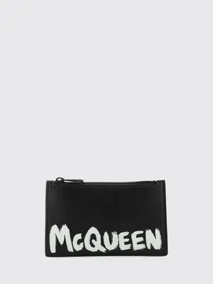 Alexander McQueen Graffiti Leather Card Holder - Black