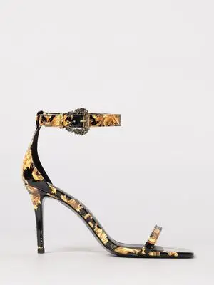 Versace Patent Leather Baroque Print Sandals - Black