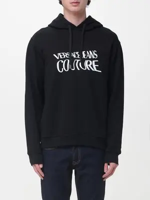 Versace Cotton Hoodie With Logo - Black