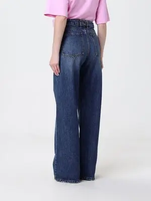 MSGM High-waisted Wide-leg Cotton Denim Jeans With Logo