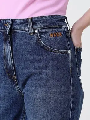 MSGM High-waisted Wide-leg Cotton Denim Jeans With Logo