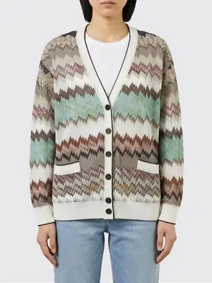 Missoni Viscose Lurex Zig Zag Cardigan - White