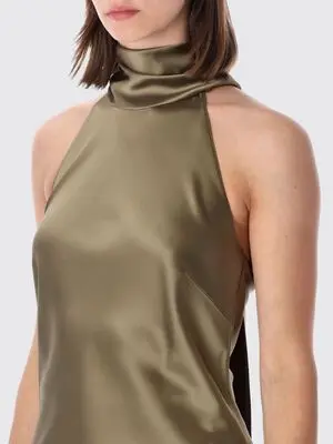 Ralph Lauren Off-the-shoulder Scarf Neck Satin Slim Fit Top