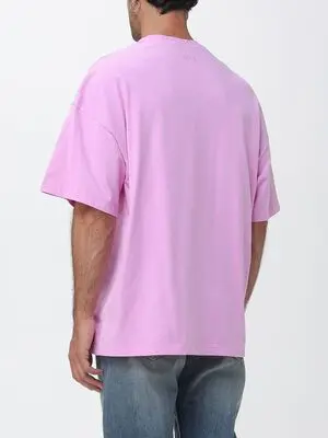 MSGM Relaxed Fit Cotton T-shirt With Slogan Print And Dropped Shoulders