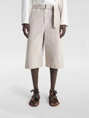 LEMAIRE High-waisted Knee-length Cotton Denim Shorts With Adjustable Belt - Grey