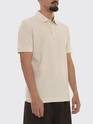 BOSS Jacquard Cotton Knit Polo Shirt With Ribbed Collar - White