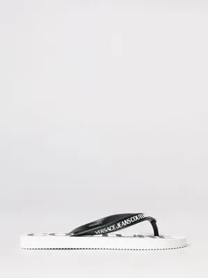 Versace Rubber Flip Flops With Printed Logo - White