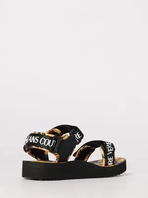 Versace Printed Logo Fabric Sandals - Black