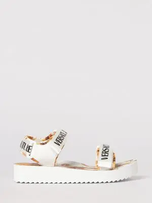 Versace Fabric Sandals With Printed Logo - White