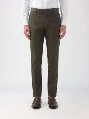 PT TORINO Stretch Cotton And Silk Chino Trousers - Brown