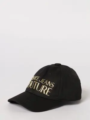 Versace Cotton Twill Hat With Logo Print - Black