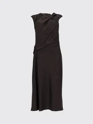 Theory Asymmetrical Neckline Satin Midi Dress