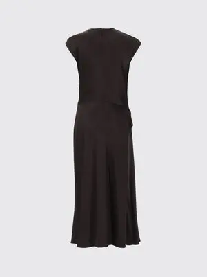 Theory Asymmetrical Neckline Satin Midi Dress