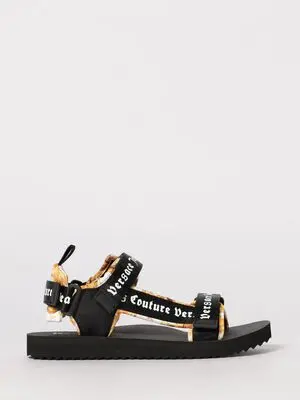 Versace Fabric Sandals With Printed Logo - Black