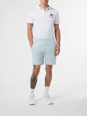 PLEIN SPORT Cotton Blend Jogging Shorts - Turquoise