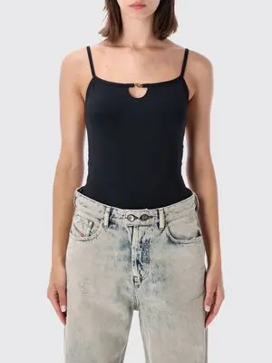 DIESEL® Oval D Logo Straight-neck Slim Fit Polyamide Top - Black