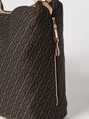 Liu Jo Canvas Bag With Jacquard Monogram - Dark