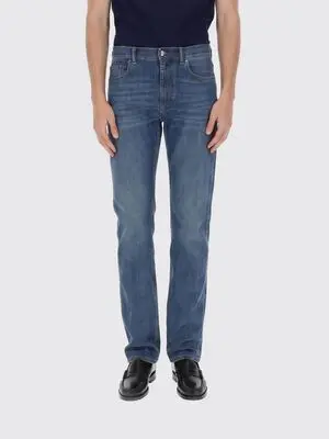 Versace Slim Fit Five-pocket Cotton Jeans With Logo - Denim