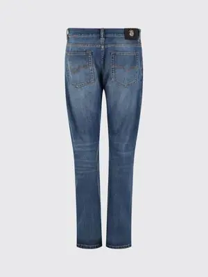 Versace Slim Fit Five-pocket Cotton Jeans With Logo
