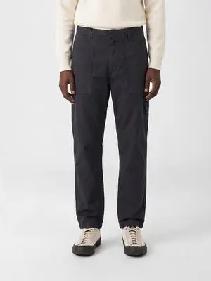 Stone Island Linen And Cotton Straight Trousers - Navy