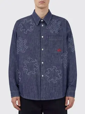 Marni Cotton Denim Shirt With Graphic Print - Blue