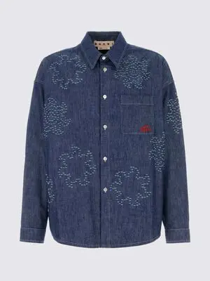 Marni Cotton Denim Shirt With Graphic Print