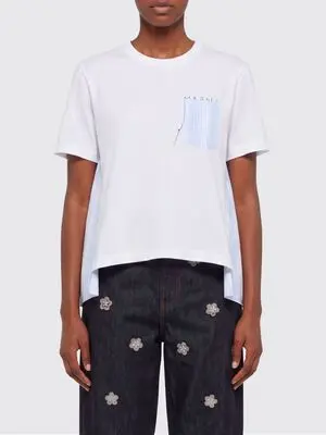 Marni Cotton T-shirts With Striped Panel - Lilac
